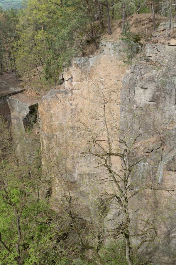 Rock Climbing Cliff in Old Granite Mine Stock Photo - Image of valley ...