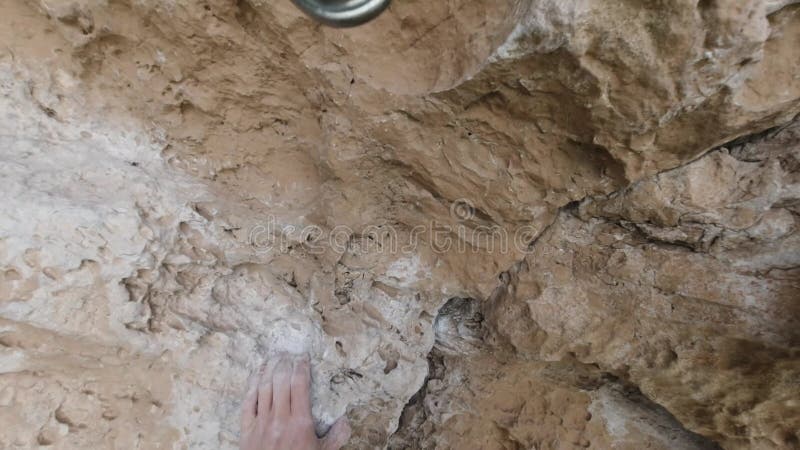 Rock Climbing. Climber Takes a Fall. First Point View Stock Video ...