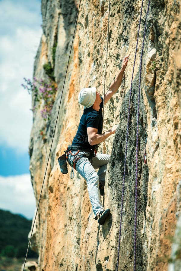 Rock climbing. stock photo. Image of edge, risk, extreme - 90878004