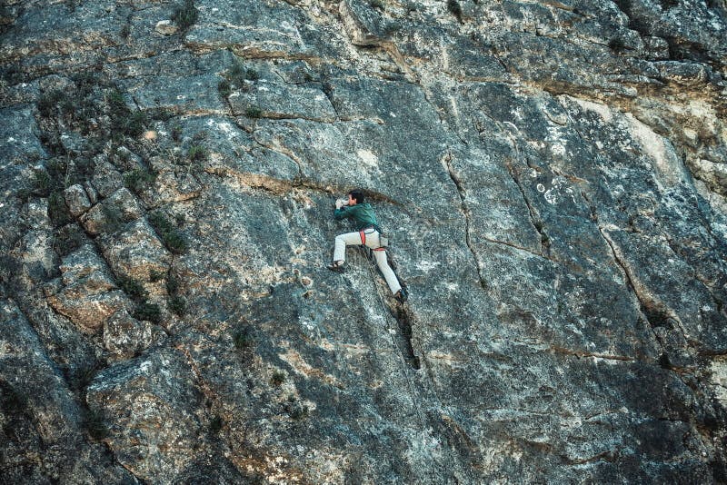 Rock climbing. stock image. Image of athlete, outdoors - 91154031