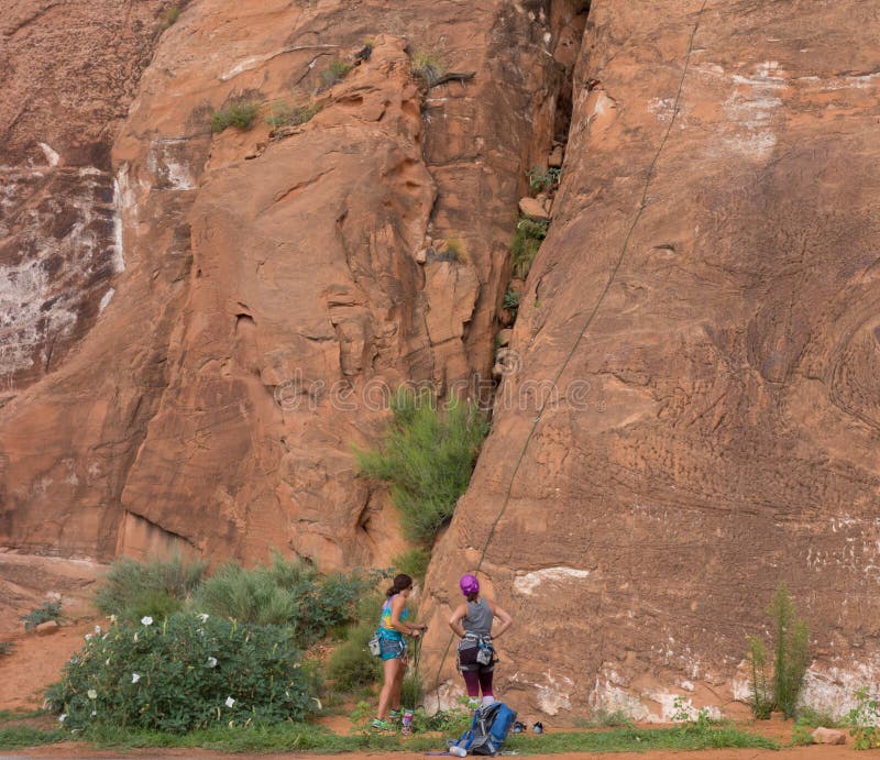 Rock-climbing in the Desert Editorial Photography - Image of equipped ...