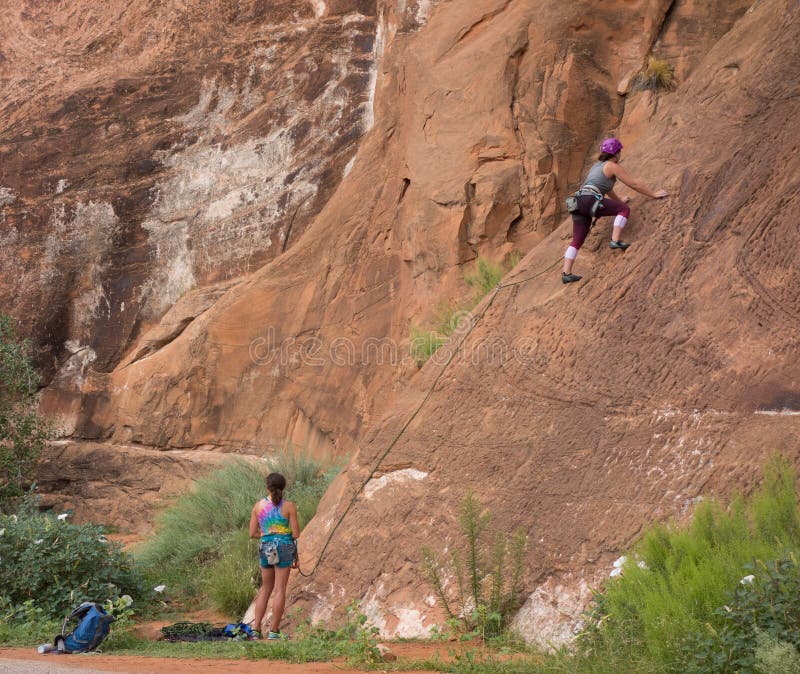 Rock-climbing in the Desert Editorial Stock Photo - Image of adventure ...