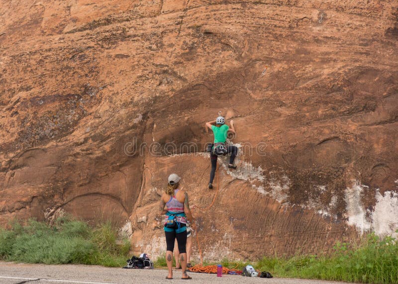 Rock-climbing in the Desert Editorial Photography - Image of agile ...