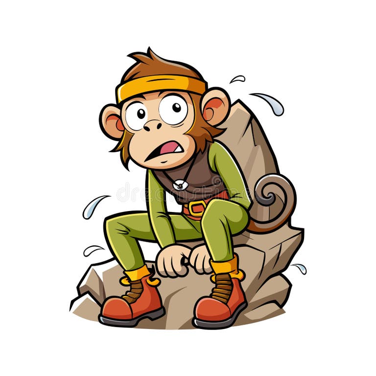 Rock Climbing Experience of a Shivering Monkey Stock Vector ...
