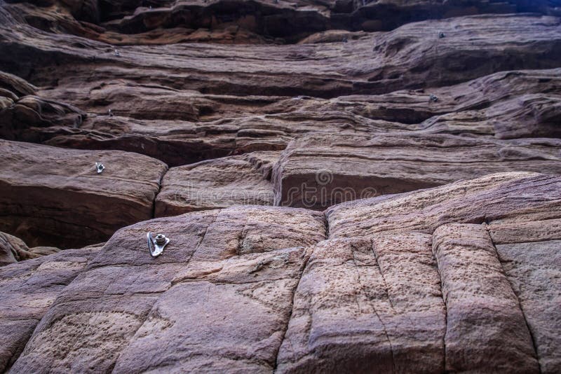 Rock climbing hooks stock image. Image of steel, safety - 60611565