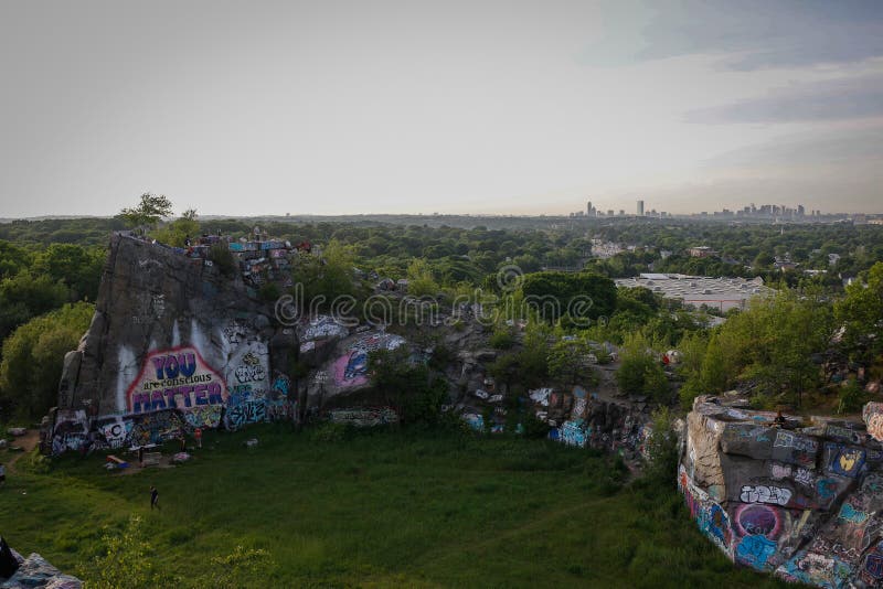 Rock Climbing Quarry Boston Stock Photo - Image of grunge, america ...