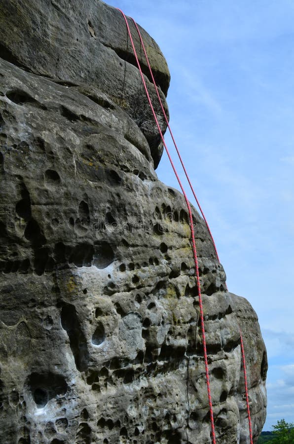 Rock climbing. stock photo. Image of blue, rock, ropes - 41372030