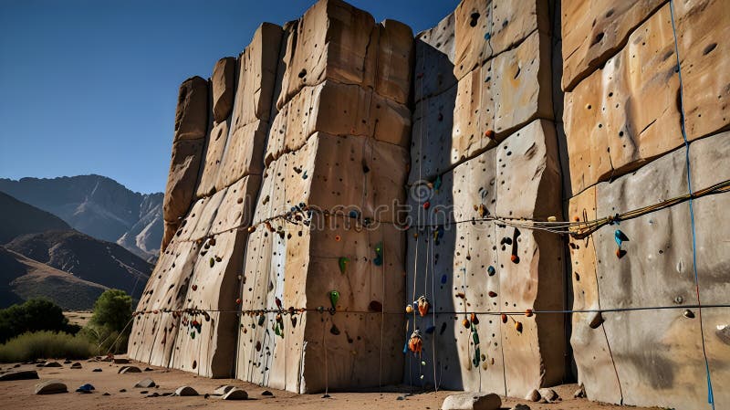 Rock Climbing Wall with Ropes and Gear Stock Illustration ...