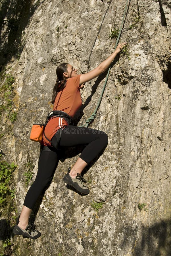 Rock climbing woman stock photo. Image of mountain, high - 5375932