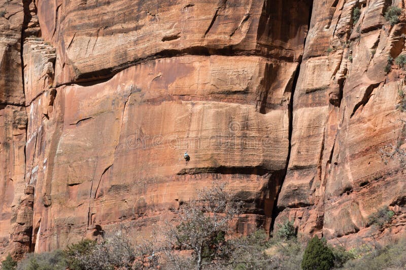 Rock Climbing in Zion National Park Stock Photo - Image of natural ...