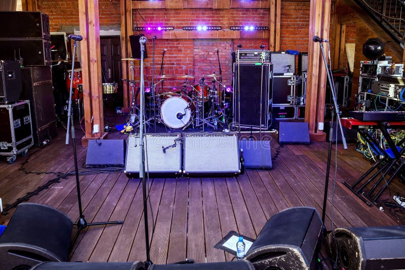 Rock concert stage stock image. Image of loudspeakers - 48453743