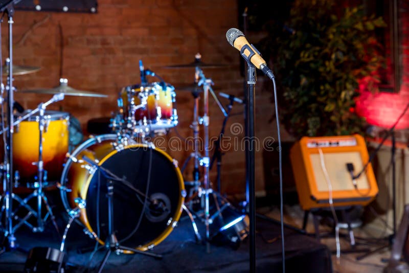 Rock concert stage stock image. Image of microphone, musical - 58514465