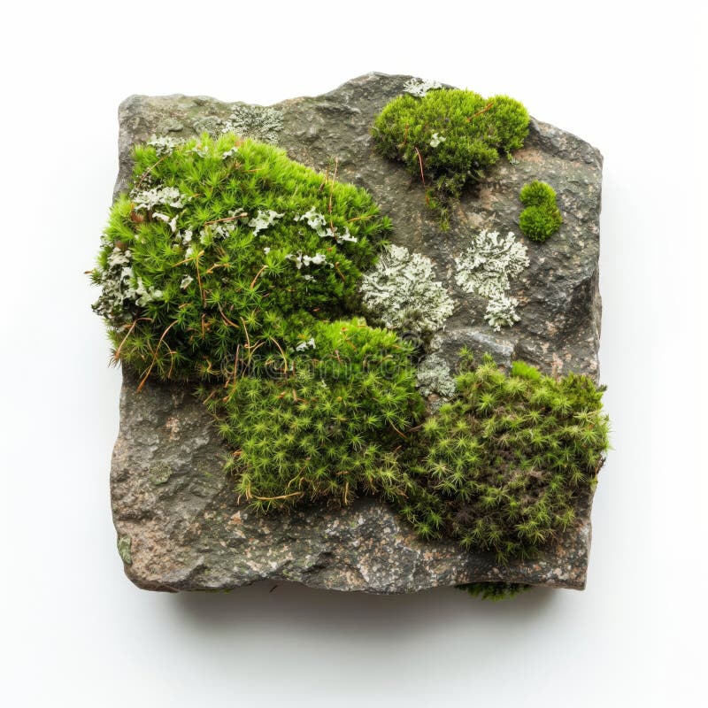 Moss Growing on a Stone Surface Isolated on White Background Stock ...