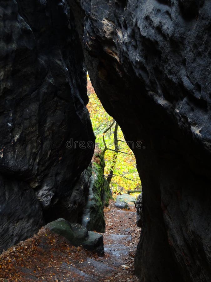 Rock crevice stock image. Image of felsspalte, park, germany - 49476083