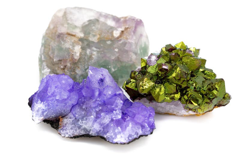 Rock Crystals Isolated on White Background Stock Photo - Image of ...