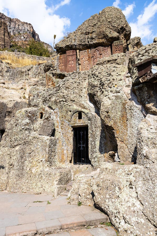 Rock-cut Chambers in Cliff in Monastery of Geghard Editorial Image ...