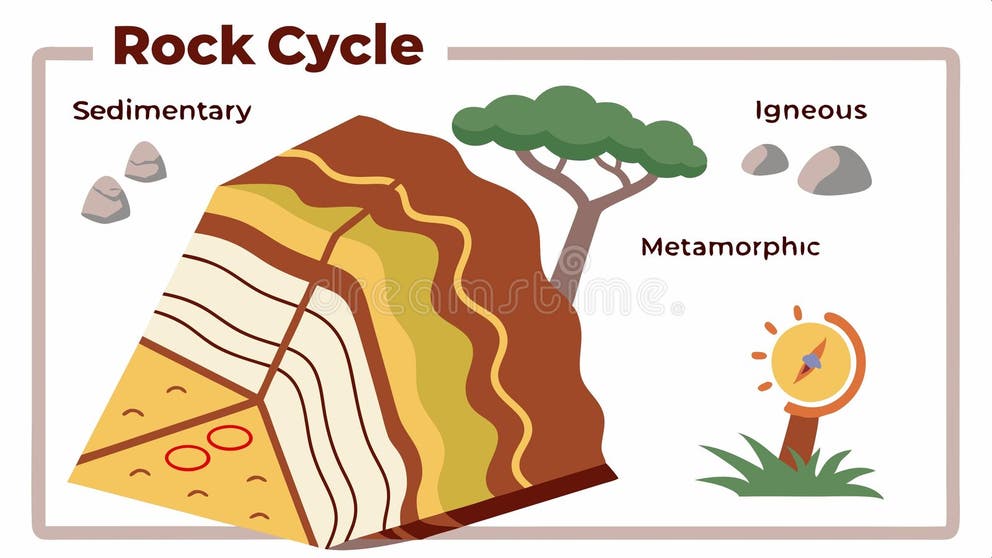 Rock Cycle Diagram Illustration, Geology Process and Earth Science ...