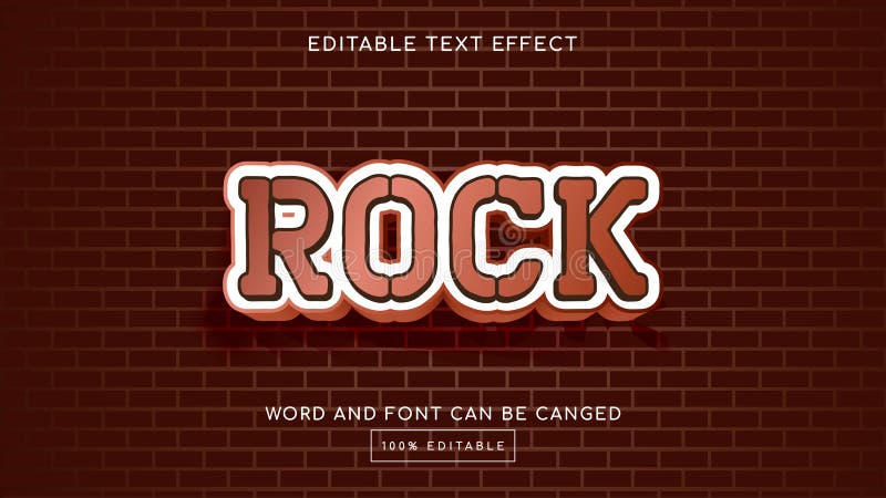 Rock 3D Editable Text Effect Template Stock Vector - Illustration of ...