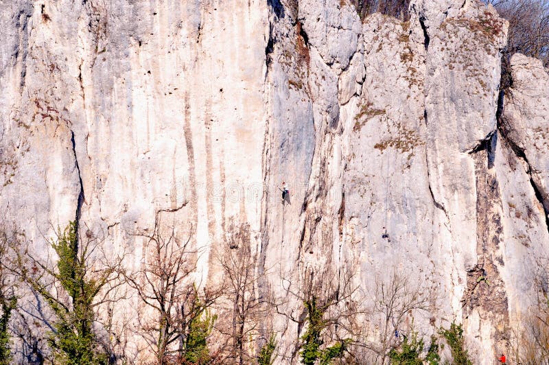 Rock at Danube River with Climber Stock Image - Image of holding ...
