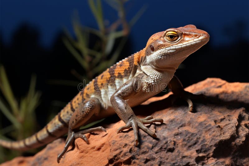 Rock Dwelling Skink Basking Lizard on a Sunlit Rocky Perch Stock ...