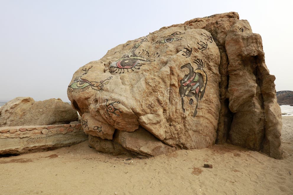 Rock engraving art stock photo. Image of seaside, works - 390106242