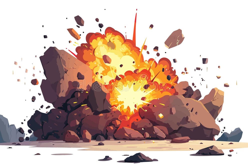 Rock Explosion Isolated Illustration Stock Vector - Illustration of ...
