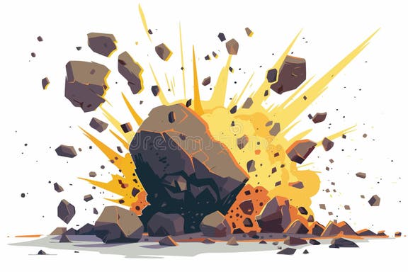 Rock Explosion Isolated Illustration Stock Vector - Illustration of ...