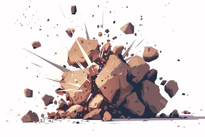 Rock Explosion Isolated Illustration Stock Vector - Illustration of ...