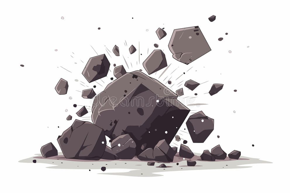 Rock Explosion Isolated Illustration Stock Vector - Illustration of ...