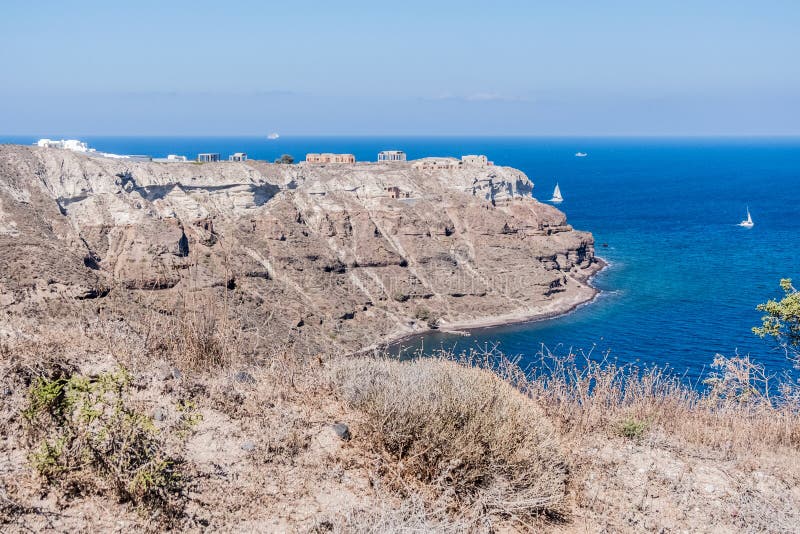 The Rock Face of the Volcanic Island of Santorini Stock Photo - Image ...