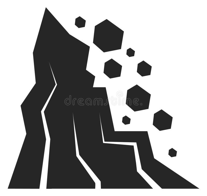 Rock Fall Black Icon. Mountain Danger Hazard Stock Vector ...