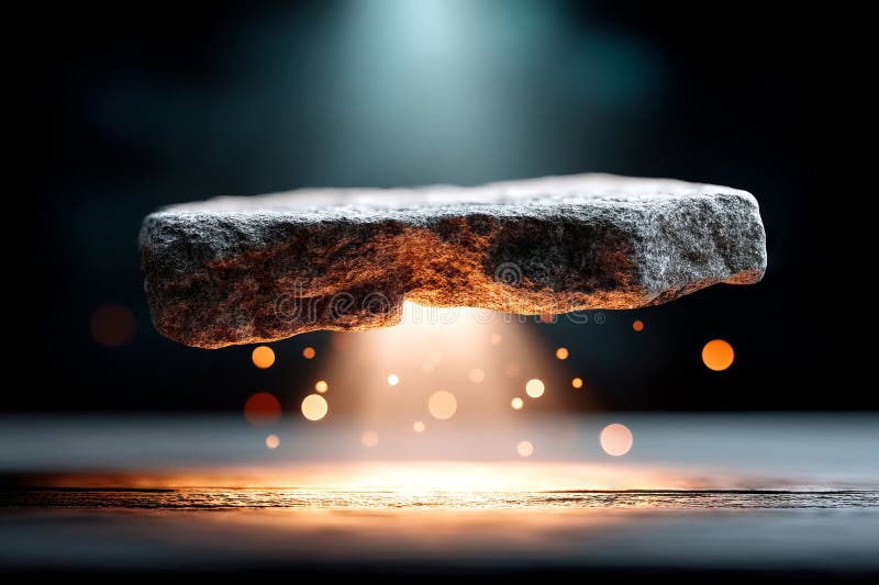 A Rock Falling into the Air with a Light Coming Out of it Stock Image ...
