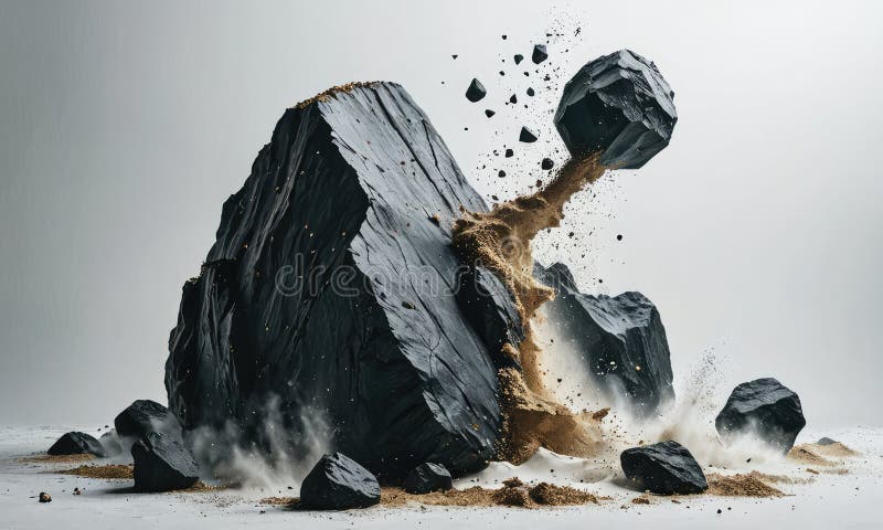 A Rock is Falling from the Top of a Cliff, and a Rock is Falling from ...