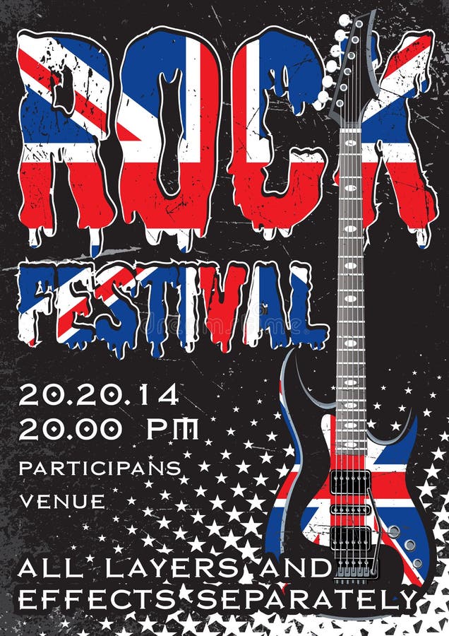 Rock Festival Design Template. Stock Vector - Illustration of ...