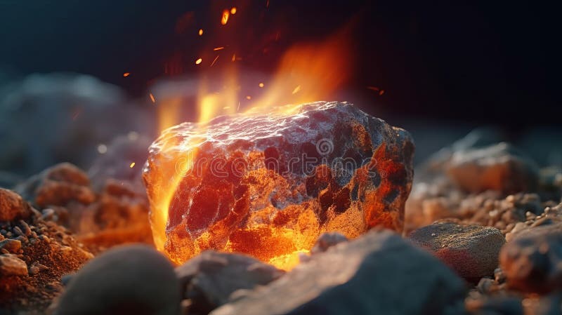 A Rock with a Fire on it Close-up. Generative AI. Stock Illustration ...