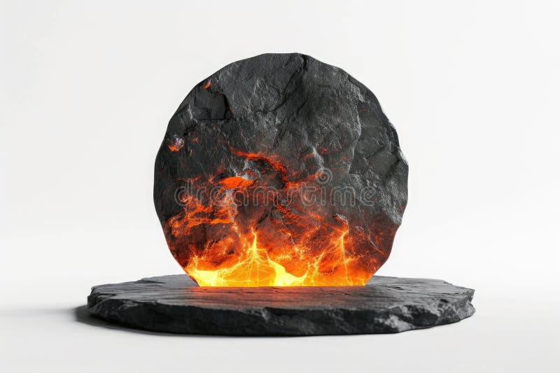 A Rock with Flames Burning from within Stock Image - Image of volcanic ...
