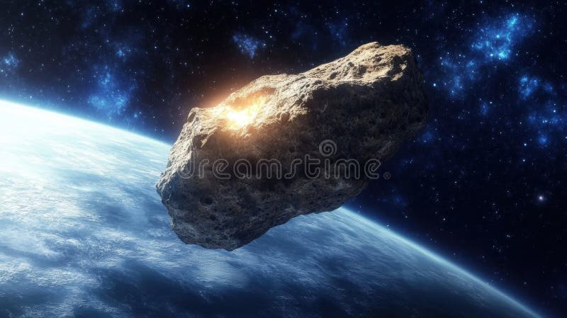 A Rock is Flying Over the Earth Stock Illustration - Illustration of ...