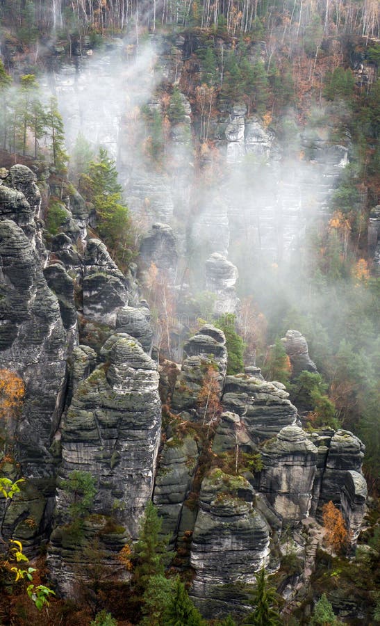Rock Formation Bastei, Germany Stock Image - Image of bastei, national ...
