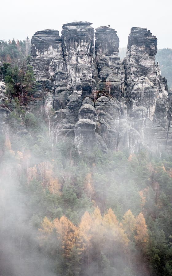 Rock Formation Bastei, Germany Stock Photo - Image of landmark, nature ...