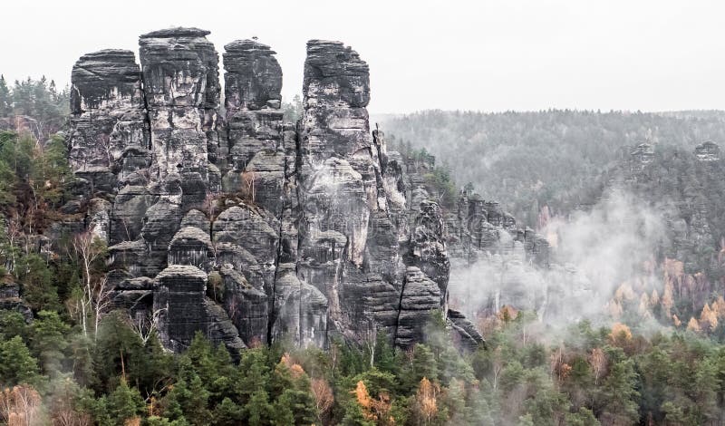 Rock Formation Bastei, Germany Stock Image - Image of park, switzerland ...