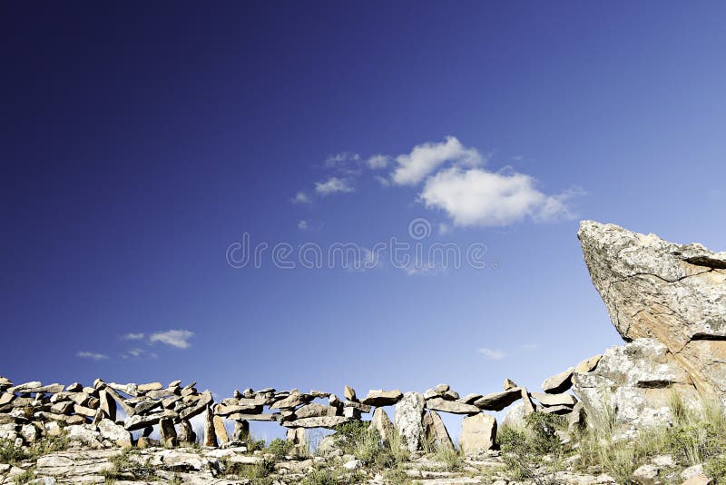 Rock Formation Blue Background with Copy Space Stock Image - Image of ...