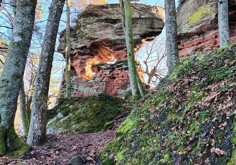 Rock Formation of Colored Sandstone in Palatinate Forest Near ...