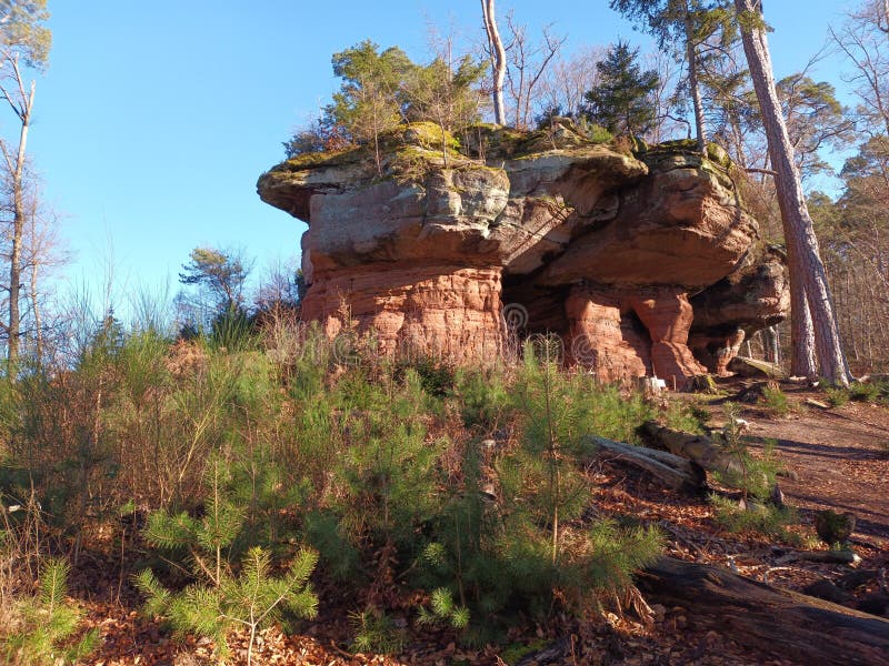 Rock Formation of Colored Sandstone in Palatinate Forest Near ...