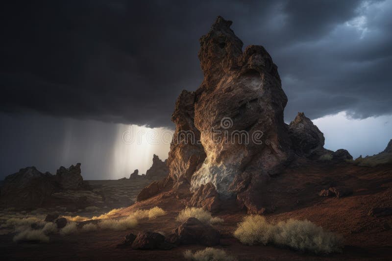 Rock Formation with Dramatic Lighting, Creating a Stunning Landscape ...