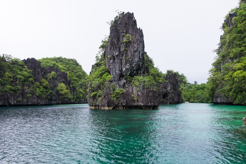 Rock Formation in the Ocean - El Nido, Palawan, Philippines Stock Photo ...