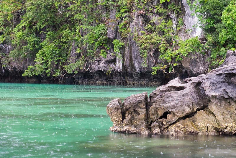 Rock Formation in the Ocean - El Nido, Palawan, Philippines Stock Photo ...