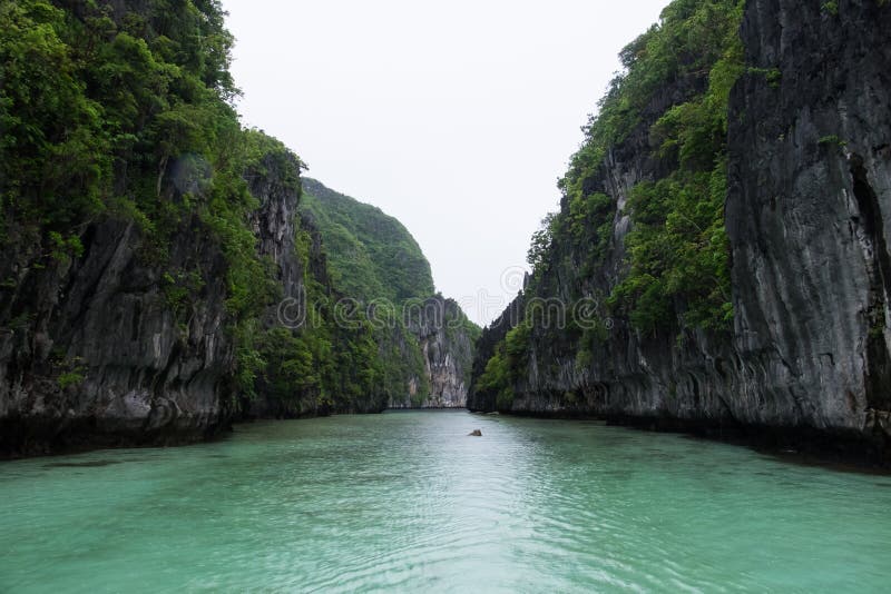 Rock Formation in the Ocean - El Nido, Palawan, Philippines Stock Image ...