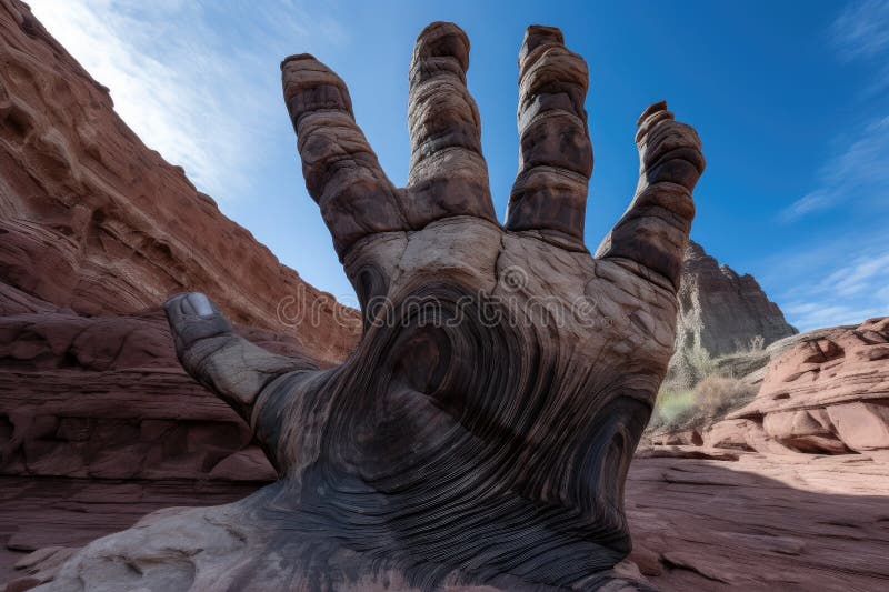 Rock Formation Resembling a Hand, with Each Finger Curving and Twisting ...