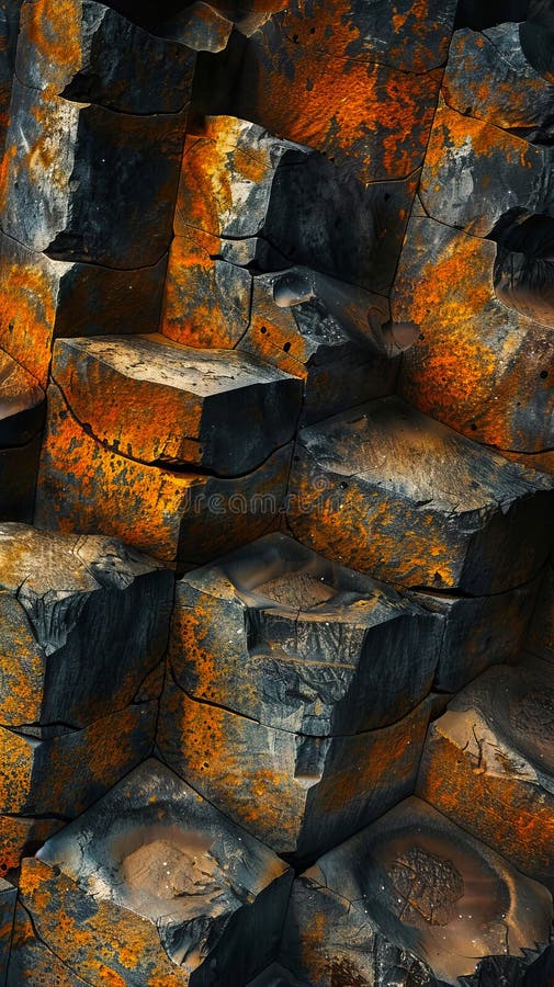 A Rock Formation with Rusty Rocks and a Lava Flow Stock Image - Image ...