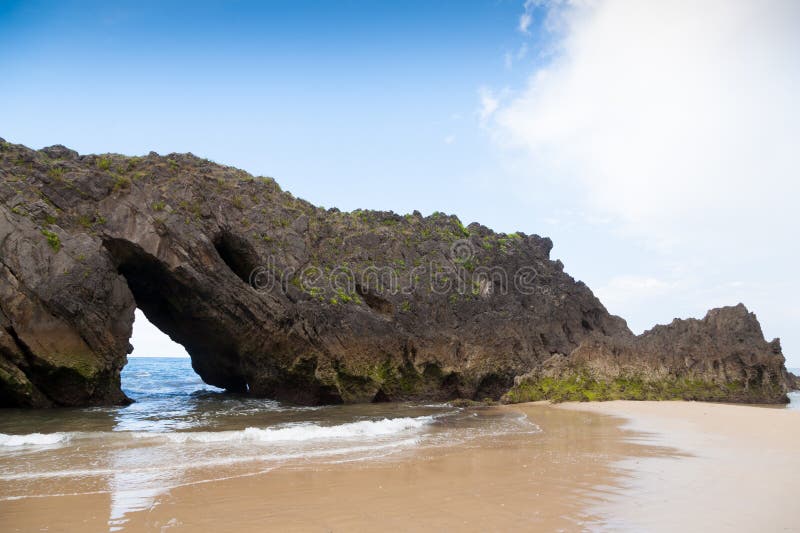 Rock Formation in San Antolin Beach, Spain Stock Image - Image of ...